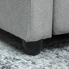 HOMCOM Relaxační křeslo, nastavitelné 135°, vysouvací podnožka, polstrovaná opěradla, lněný/polyester, světle šedá