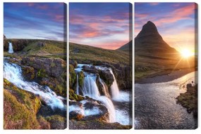 Vícedílný obraz Kirkjufell Hora S Vodopády Nedostatek Nedostatek Přírodní plátno 150x100