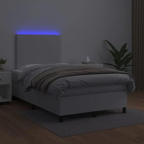 Box spring postel s matrací a LED bílá 120x200 cm umělá kůže 3135814