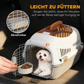 Přepravní box Přepravní box pro kočky Miniaturní psi do 4 kg Přepravní box pro psy s otevírací stříškou Miska na krmivo 49x32x31cm Světle šedý