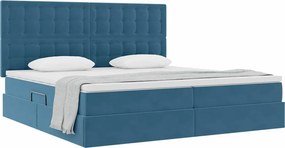 Postel s úložným prostorem a matrací Tmavě modrá 200 x 200 cm 3372175