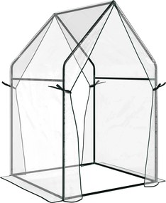 Outsunny fóliový skleník Skleník s dvojitými dveřmi větruodolný rostlinný domek pro zahradu 90 x 90 x 145 cm z průhledného PE |