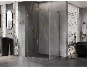 Mexen Lunar-B L, sklápěcí sprchový kout levý 100 x 70 cm, 8mm čiré sklo, zlatý profil, 832L-100-070-50-00-L
