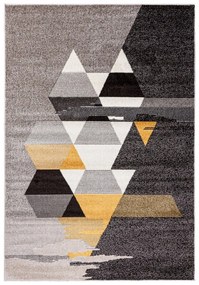 Moderní kusový koberec ELEFANTA 71733/37254 Geometrický tmavě šedý žlutý Rozměr: 300x400 cm