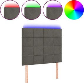 Čelo postele s LED tmavě šedé 90x5x118/128 cm samet 3122461