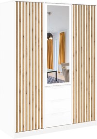 STO Šatní skříň BALI D3 LUX 149 cm, Bílá / Dub Votan