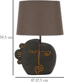Hnědá stolní lampa s textilním stínidlem (výška 39,5 cm) Tribal – Mauro Ferretti