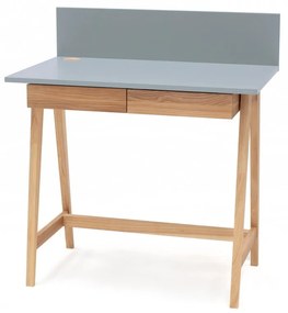 Šedý psací stůl s podnožím z jasanového dřeva Ragaba Luka, délka 85 cm