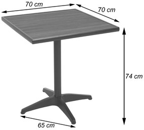 Zahradní stůl HWC-J95, hliník vzhled dřeva - černá, teak hnědá