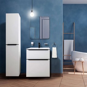 Mereo Mereo, Mailo, koupelnová skříňka s umyvadlem z litého mramoru 121 cm, černé madlo, CN513MB
