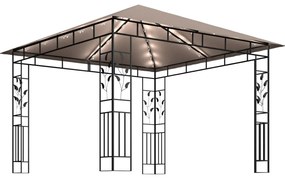 vidaXL Marketos Altán s moskytiérou a světelnými LED řetězy 3x3x2,73 m taupe