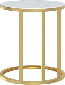 Odkládací stolek zlatý a bílý mramor 45 cm tvrzené sklo 331664