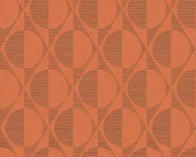 Vliesová retro tapeta grafická -  oranžová, černá 374784 / Tapety na zeď 37478-4 Pop Style (0,53 x 10,05 m) A.S.Création