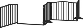 Zábrana pro psy s dvířky skládací 6 panelů černá 480 cm topol 3155625