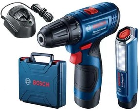 Bosch - 12V AKU vrtací šroubovák, 2x aku 2,0 Ah Li-Ion, nabíječka, svítilna 06019G8004