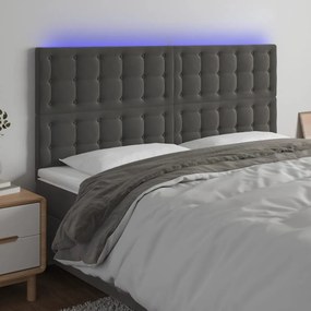 Čelo postele s LED tmavě šedé 180x5x118/128 cm samet 3122919