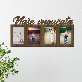 dřevo života Dřevěný fotorámeček Naše vnoučata Zvolte barvu dekoru: Ořech, Zvolte velikost fotografie (cm): 10x15, Počet fotorámečků: 4