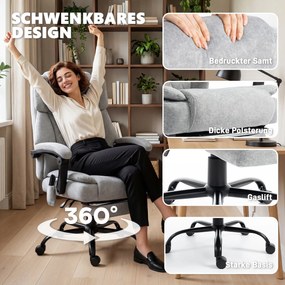HOMCOM kancelářské křeslo s masáží — ergonomické polohovatelné vyhřívané manažerské křeslo se širokým sedákem, vzhled sametu, výškově nastavitelné, s…