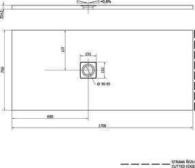 Polysan FLEXIA 170 x 75 x 3,5 cm 72919 sprchová vanička s možností úpravy rozměru