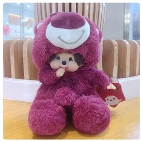 Panenka Monchhichi (mončičák) v kostýmu pohádkové postavy Varianta: Burgundy Lotso - medvídek