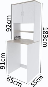 MINANO vysoká skříň na pračku, bílá/borovice