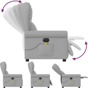 Elektrické masážní polohovací křeslo obláčkově šedé textil 3303373