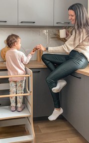 Učící věž Montessori pro sourozence šedá