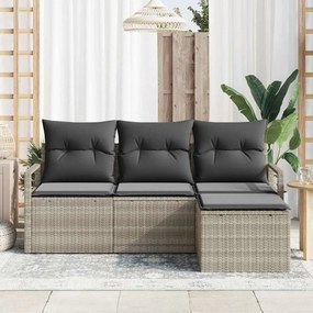 Set pohovek 4 ks Světle šedá polyratan 3346332