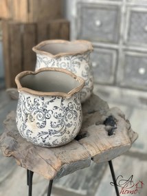 Keramický obal na květináč s ornamenty - Ø 15*14 cm