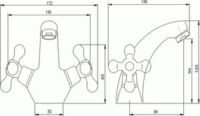 Novaservis Retro II Umyvadlová baterie bez výpusti, chrom, 99101/1,0