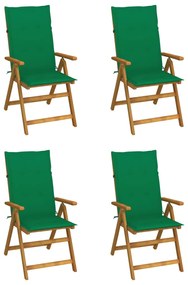 Zahradní polohovací židle s poduškami 4 ks masivní akácie,  3065352