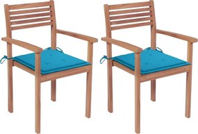 vidaXL Zahradní židle 2 ks podušky masivní teak [3062262] Barva: Modrá