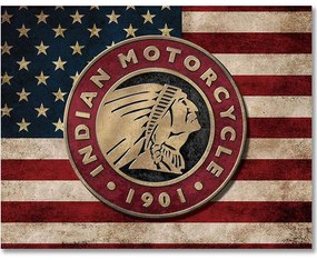 Plechová cedule Indian Motorcycles - US Flag 40 cm x 32 cm