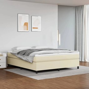 vidaXL Box spring postel krémová 160 x 200 cm umělá kůže