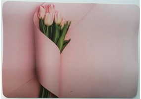 Prostírání  na korku - Tulipány růžové