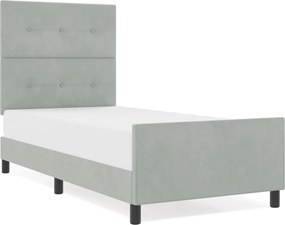 Postel s boxspringem s čelo Světle šedá 90 x 200 cm samet 3344915