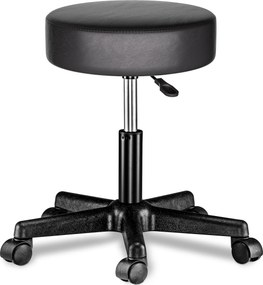 Pojízdná stolička umělá kůže černý 360° otočný