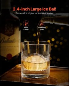Sada na lisování ledových koulí Výrobník 60 mm průhledné koule do whisky
