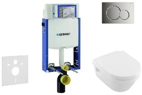 Geberit Kombifix - Modul pro závěsné WC s tlačítkem Sigma01, lesklý chrom + Villeroy Boch - WC a sedátko, DirectFlush, SoftClose, CeramicPlus 110.302.00.5 NB2