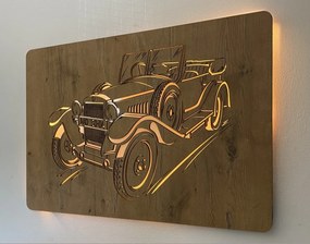Li-Go "Veterán" světelný obraz s baterií 90x62cm varianta: ovládání na obraze bez dálkového ovladače, provedení: dub světlý