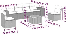 7dílná zahradní sedací souprava s poduškami béžová polyratan 3225394