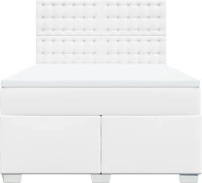 Box spring postel s matrací bílá 140x200 cm umělá kůže 3293025