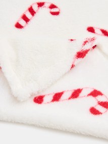 Sinsay - Vánoční deka se vzorem cukrových tyčinek - krémová