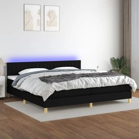 Box spring postel s matrací a LED černá 200x200 cm textil