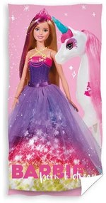 Carbotex Dětská osuška Barbie a Jednorožec, 70 x 140 cm