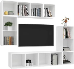 4dílný set TV skříněk bílý kompozitní dřevo 3079817