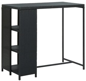 Barový stolek s úložným regálem černý 120x60x110 cm polyratan 313476