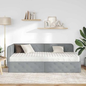 Rohový rám postele Světle šedá 100 x 200 cm textil 3394053