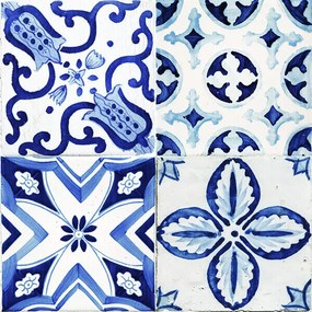 Crearreda Samolepka na kachličky - Modré ornamenty, 20x20cm