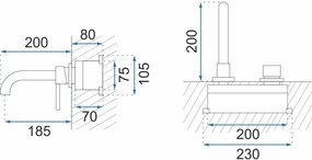 Rea Lungo Long, podomítková umyvadlová baterie + BOX, grafitová matná, REA-B6390